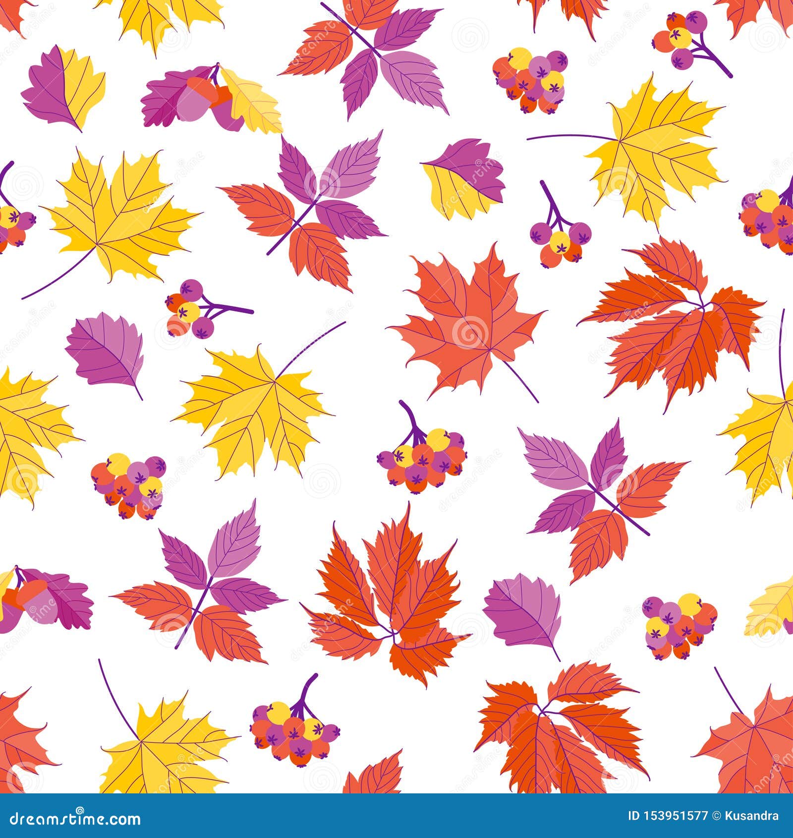 Bright Fall Seamless Pattern on White Background Stock Vector ...