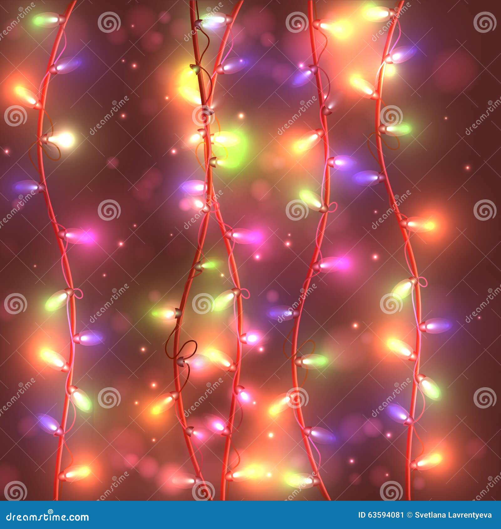 Bright Festive Background with Garlands, Lights Burning, Stock Vector ...