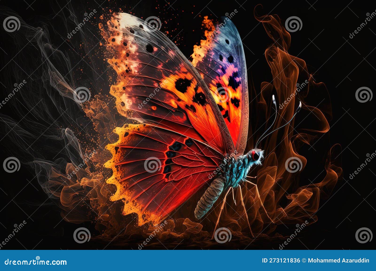 Bright Fiery Butterfly stock illustration. Illustration of lighting ...