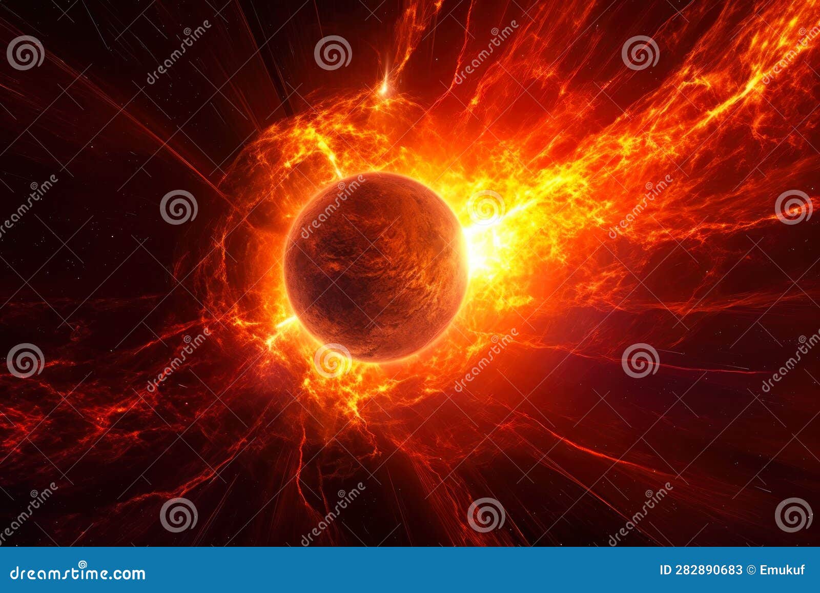 Bright Fiery Red Sun in Space Generative Ai Stock Illustration ...