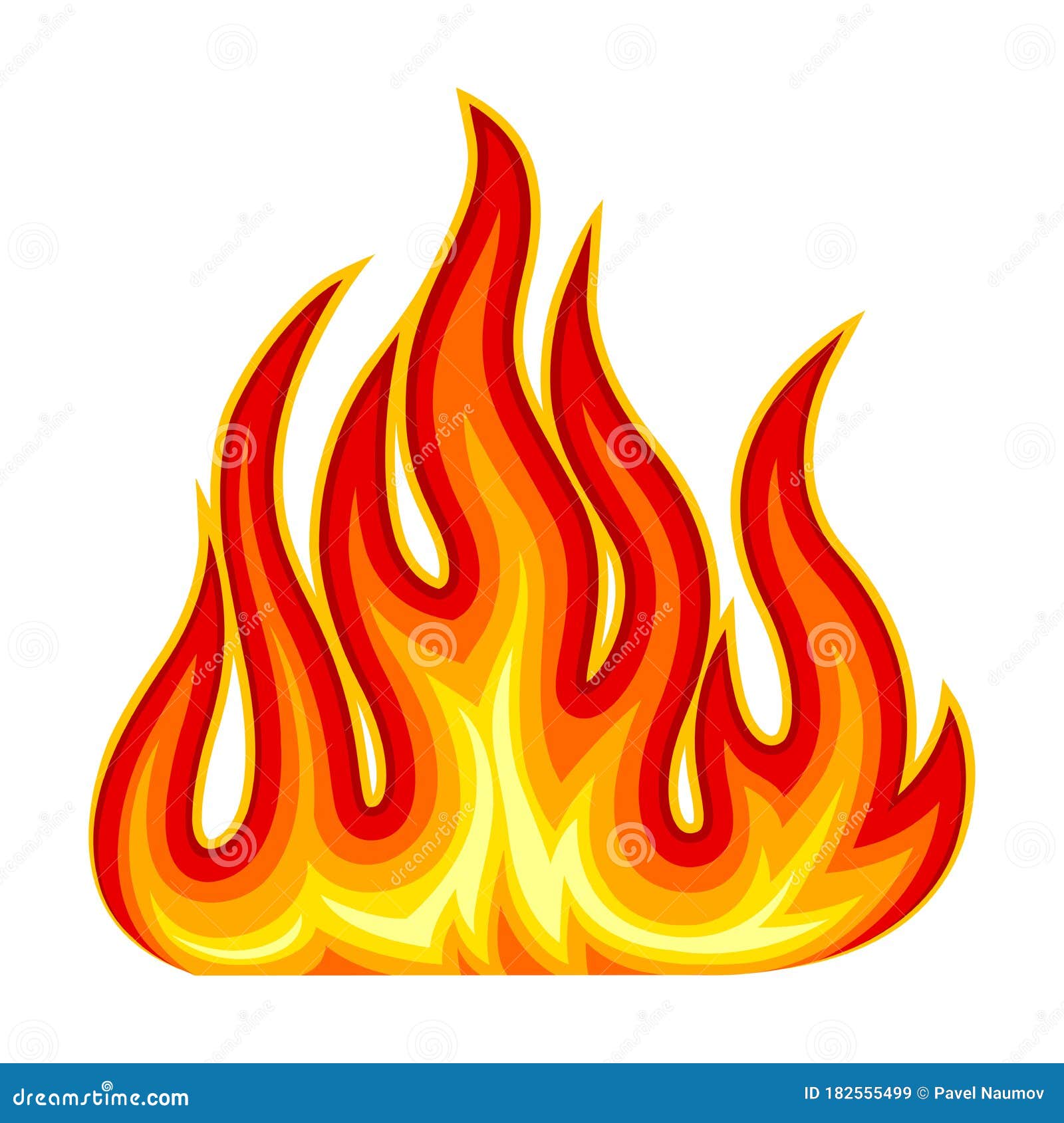 Bright Fire Blaze Isolated on White Background Vector Illustration ...