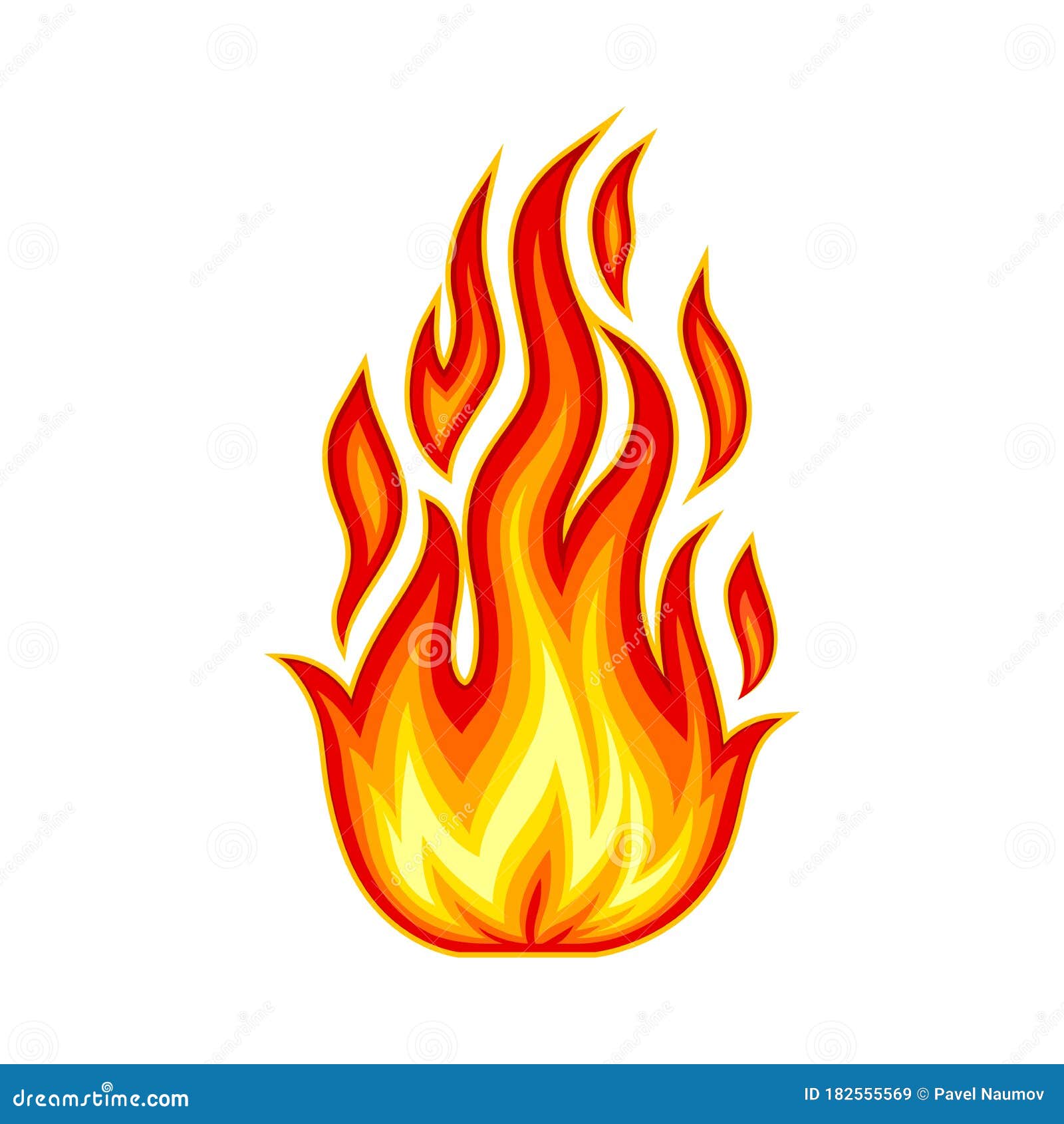 Bright Fire Blaze Isolated On White Background Vector Illustration ...