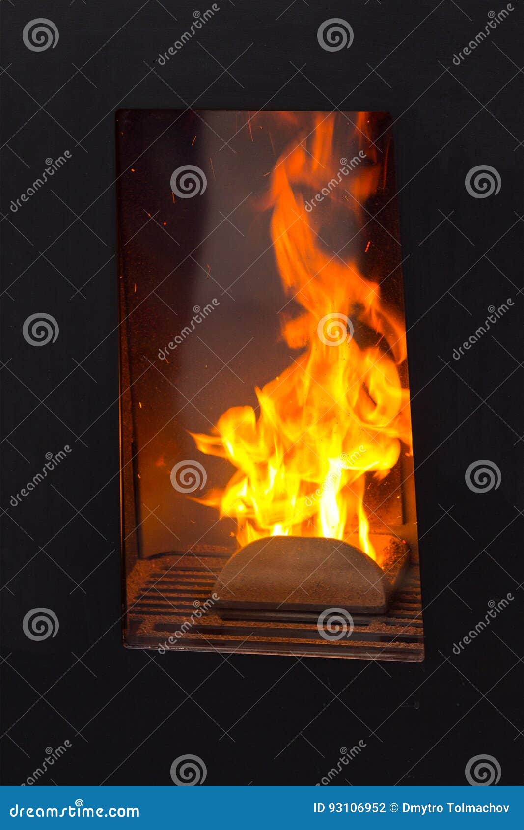 Bright Fire in the Fireplace Closeup Stock Photo - Image of energy ...
