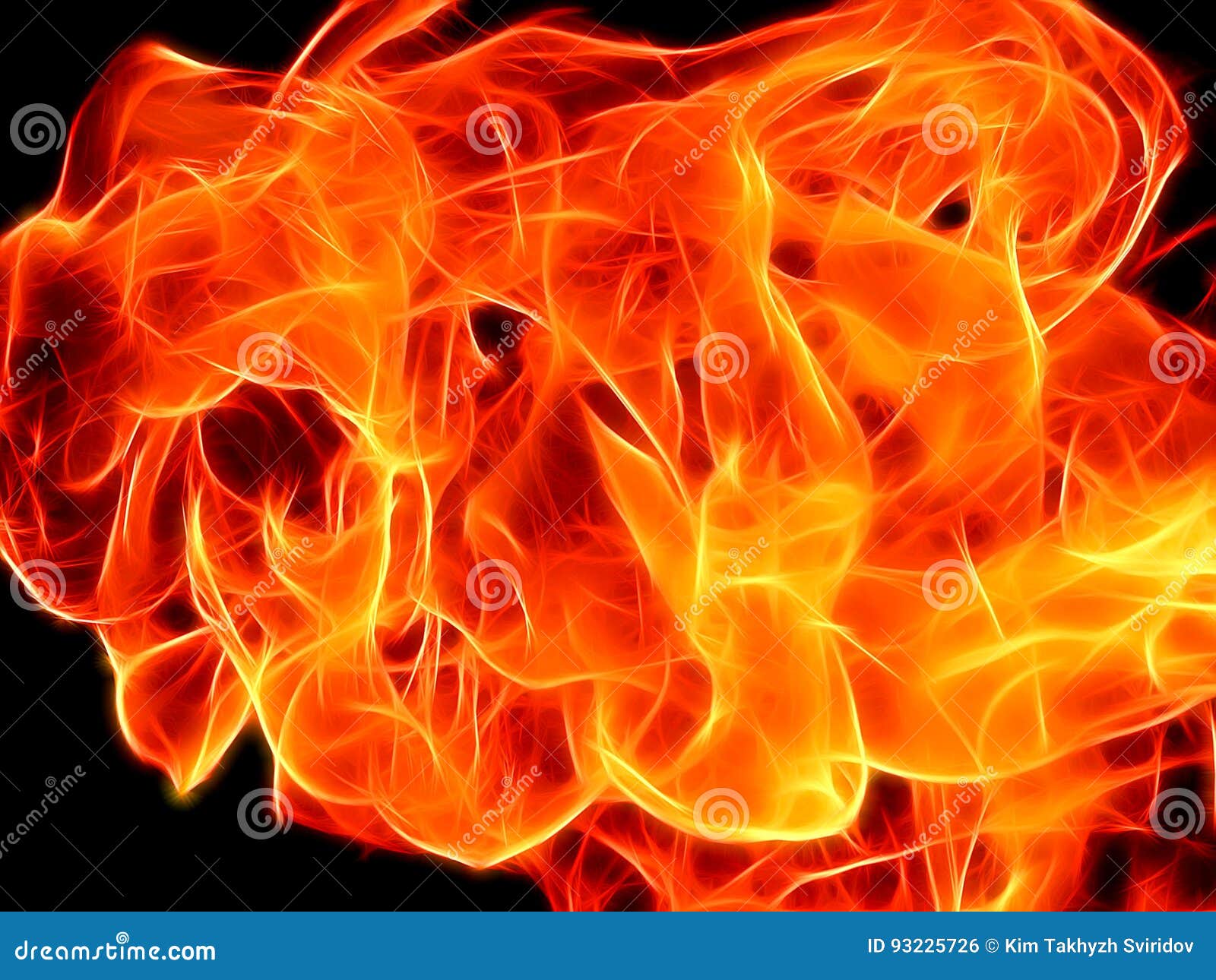 Bright Fire Flame on a Black Background in Neon Color Stock ...