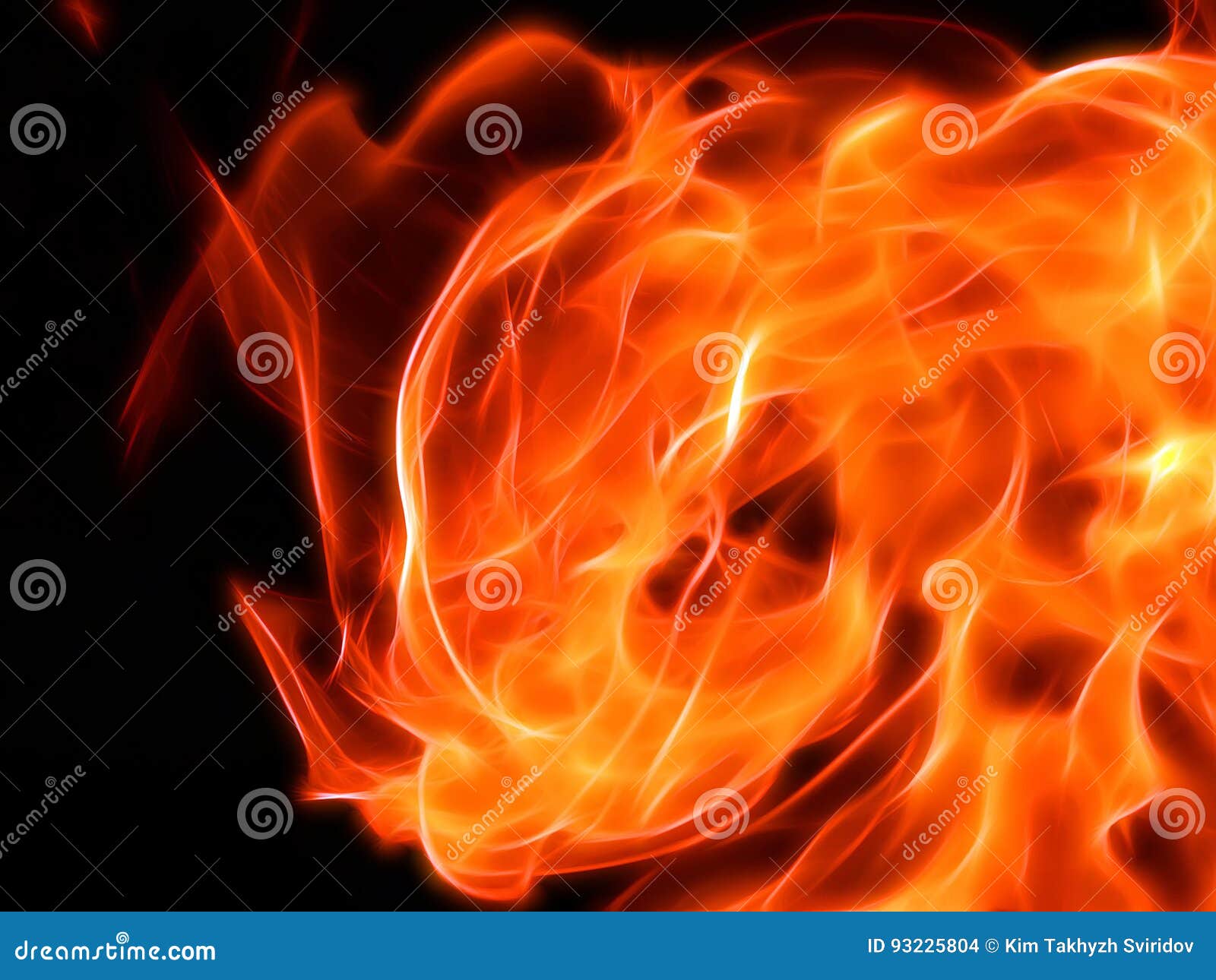 Bright Fire Flame on a Black Background in Neon Color Stock ...