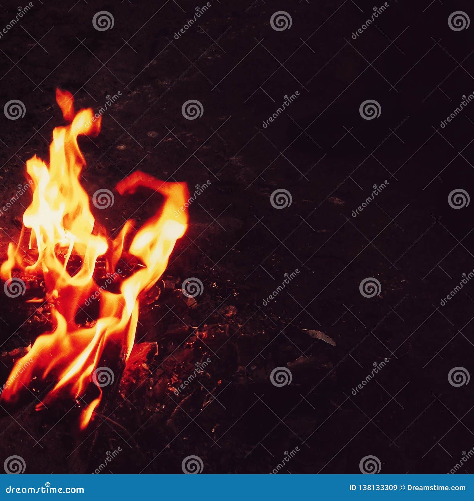 Bright Fire Flames Black Backround Stock Image - Image of burning ...
