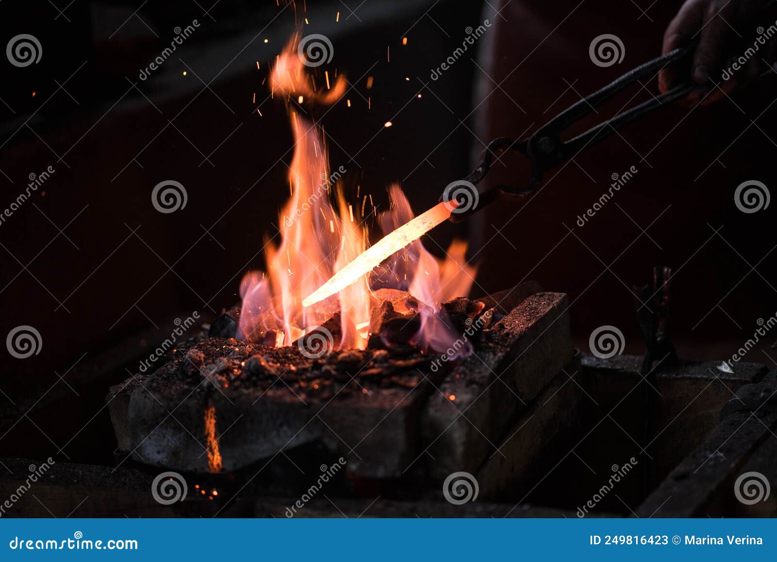 Bright Fire in the Forge with Sparks Stock Image - Image of light, fire ...