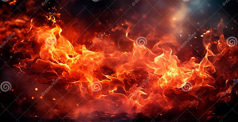 Bright Fire, Panoramic Fire Background - AI Generated Image Stock ...