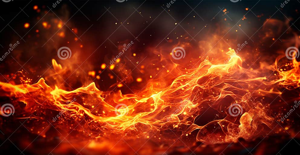 Bright Fire, Panoramic Fire Background - AI Generated Image Stock ...