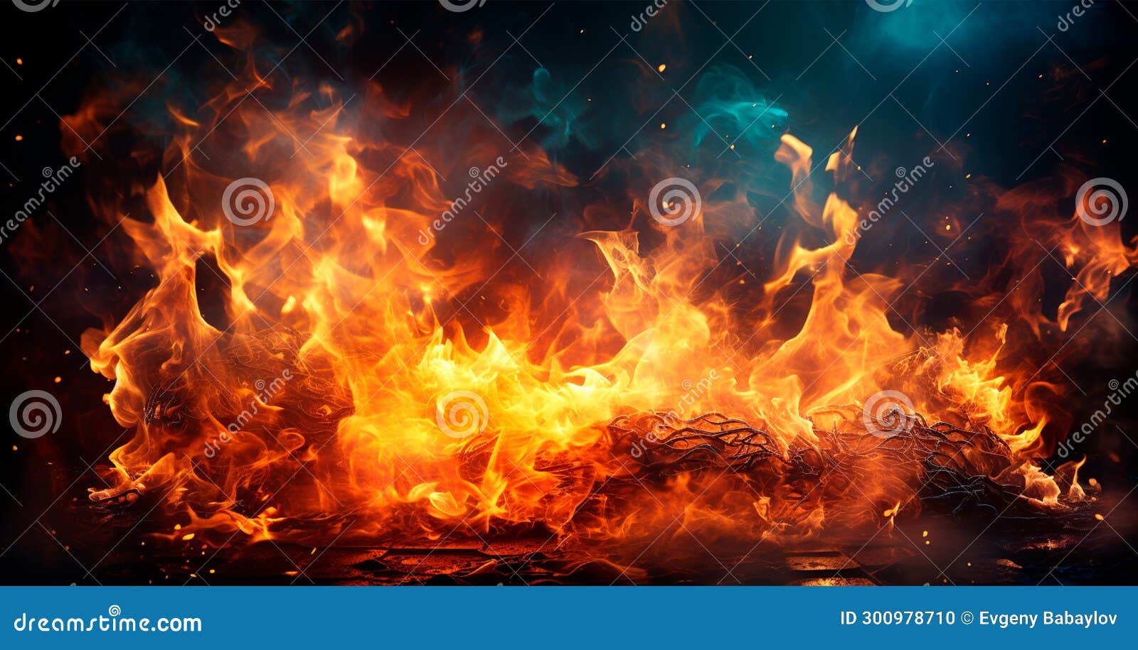 Bright Fire, Panoramic Fire Background - AI Generated Image Stock Photo ...