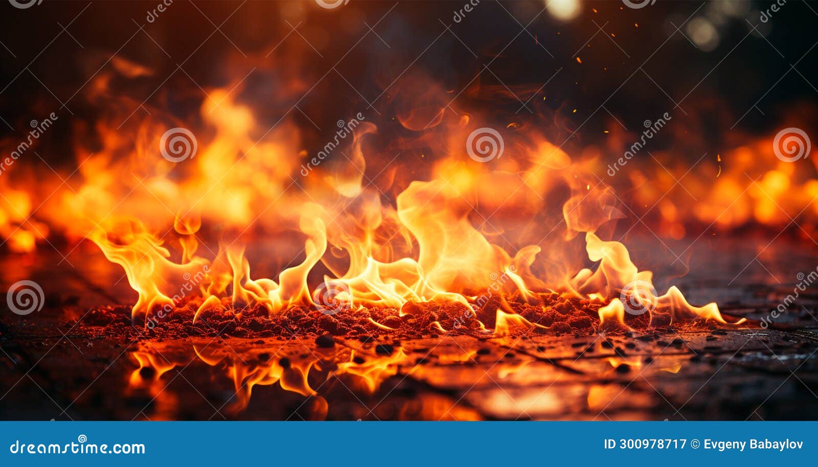 Bright Fire, Panoramic Fire Background - AI Generated Image Stock Image ...