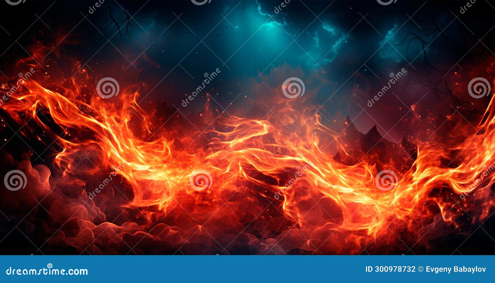 Bright Fire, Panoramic Fire Background - AI Generated Image Stock Photo ...