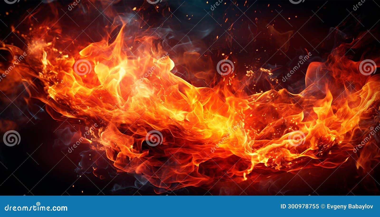 Bright Fire, Panoramic Fire Background - AI Generated Image Stock Image ...