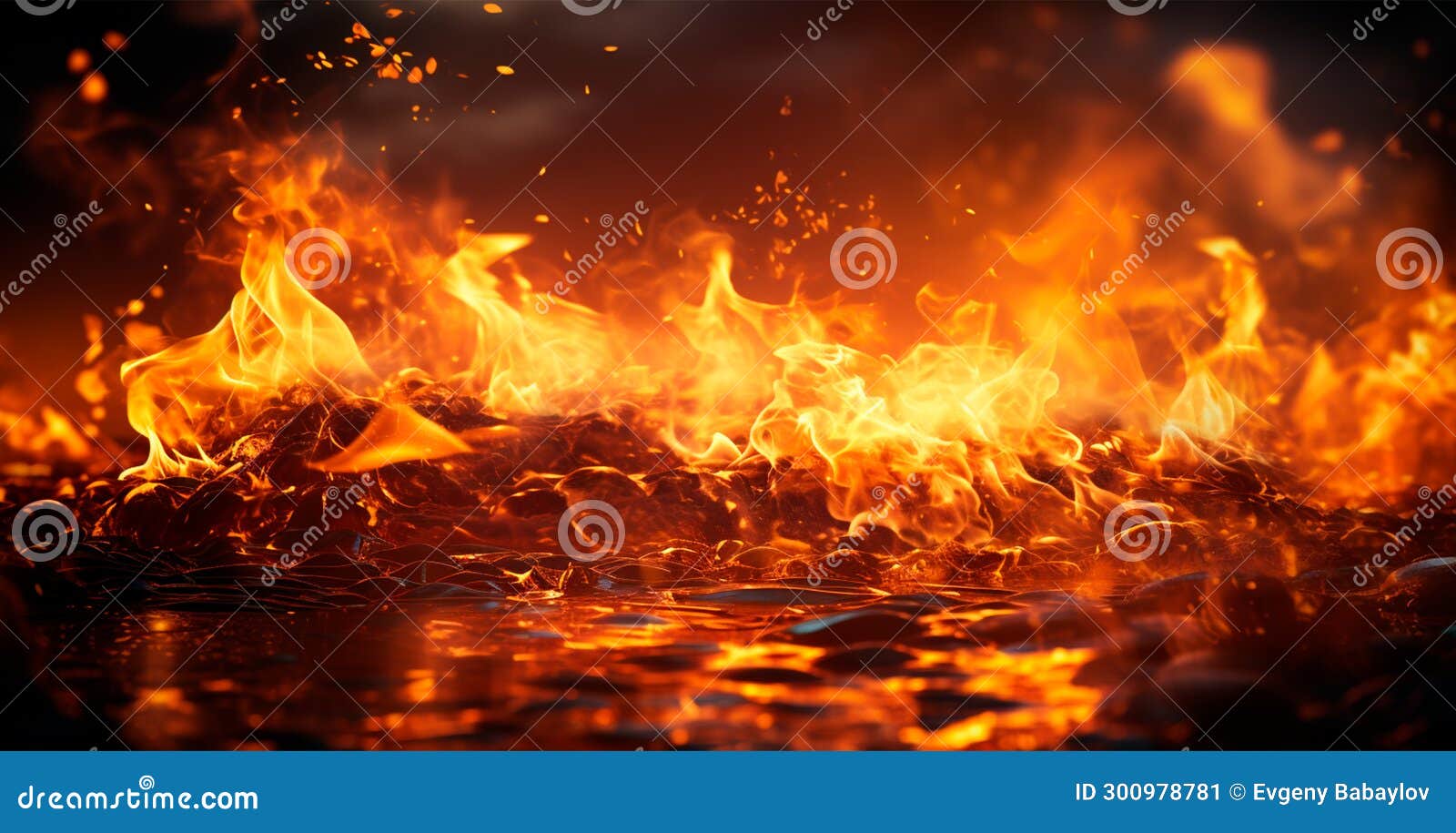 Bright Fire, Panoramic Fire Background - AI Generated Image Stock Image ...