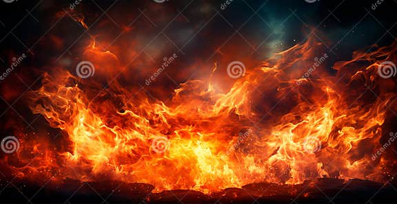 Bright Fire, Panoramic Fire Background - AI Generated Image Stock ...