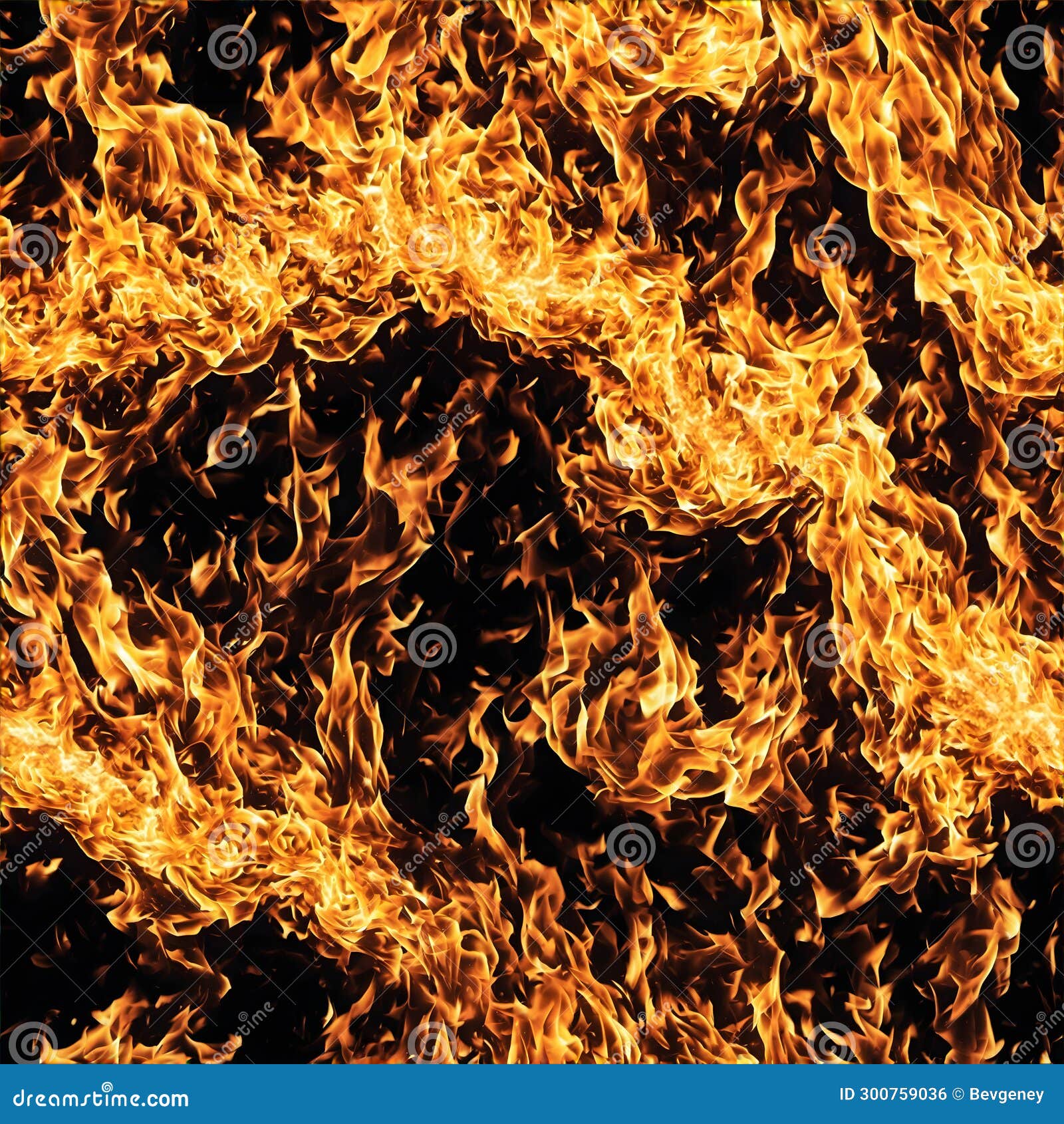 Bright Fire Seamless Pattern on Black Background Stock Illustration ...