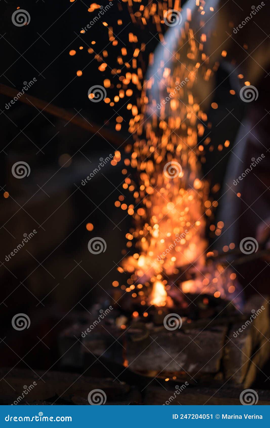 Bright Fire with Sparks Burns in the Forge Stock Image - Image of ...
