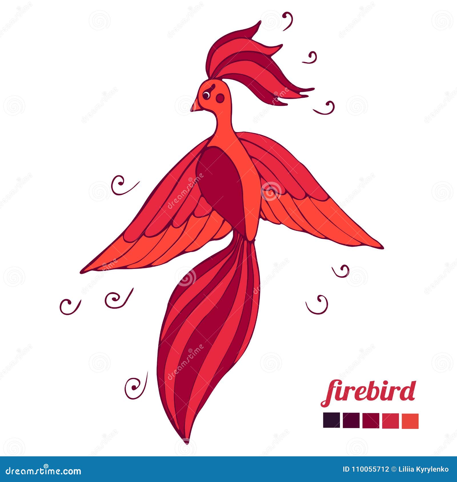 Bright Firebird Fly. Fire Bird in Flight Stock Vector - Illustration of ...