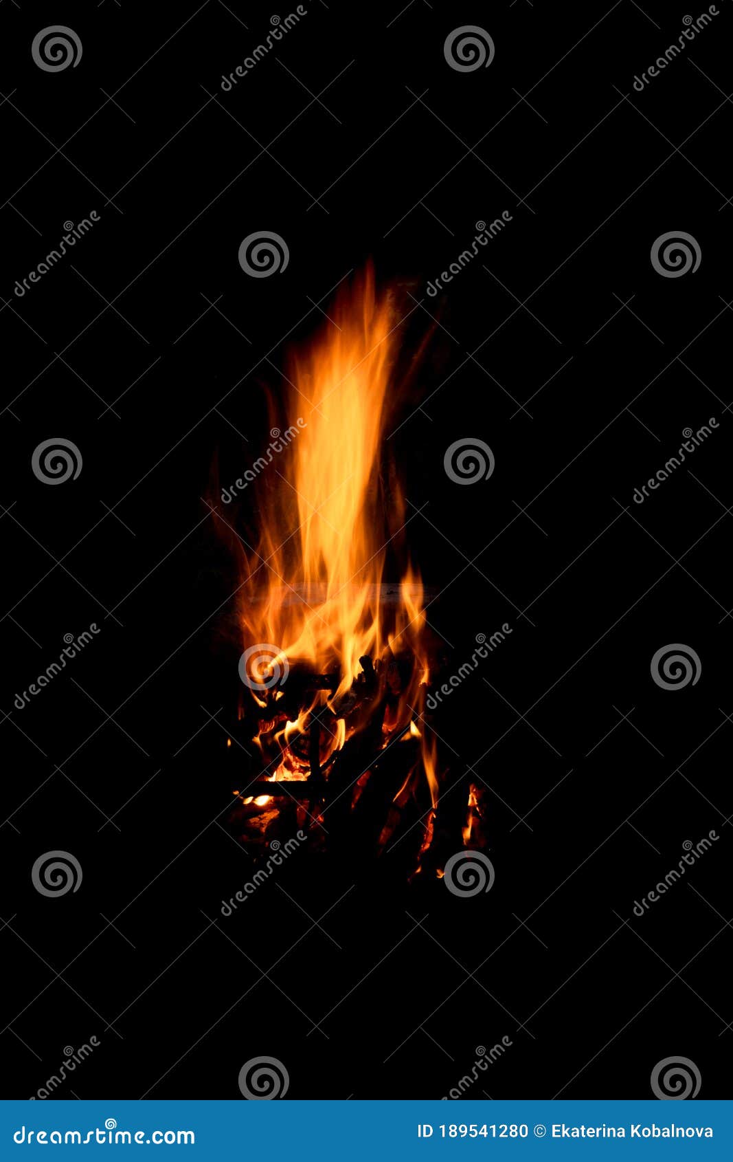 Bright Firelight on a Black Background. Sparks and Flames Stock Photo ...