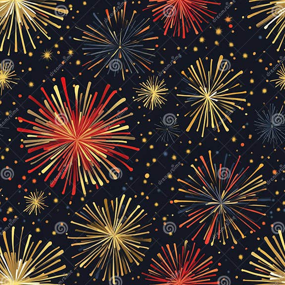 A Bright Firework Explosion Pattern with Gold, Red, and Blue Bursts ...