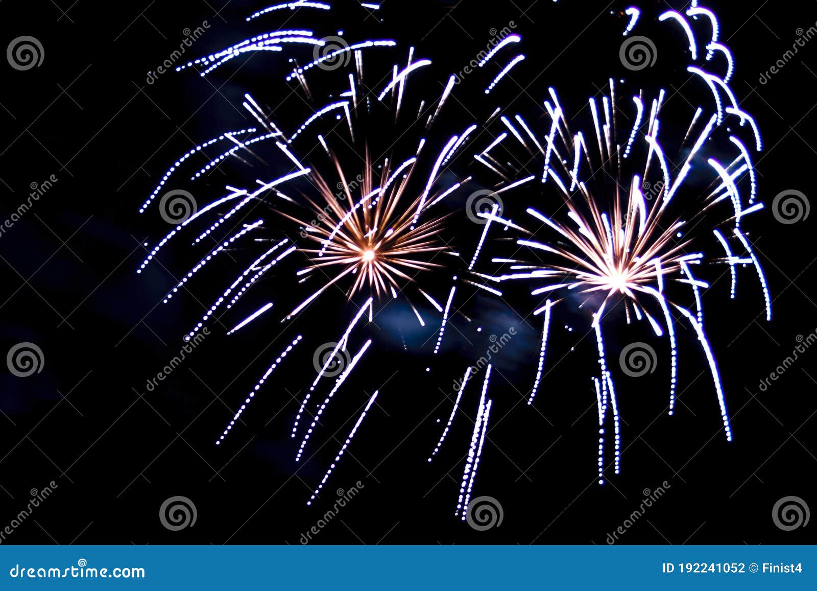 Bright Fireworks Scattering of Sparks of Blue Color. Stock Photo ...