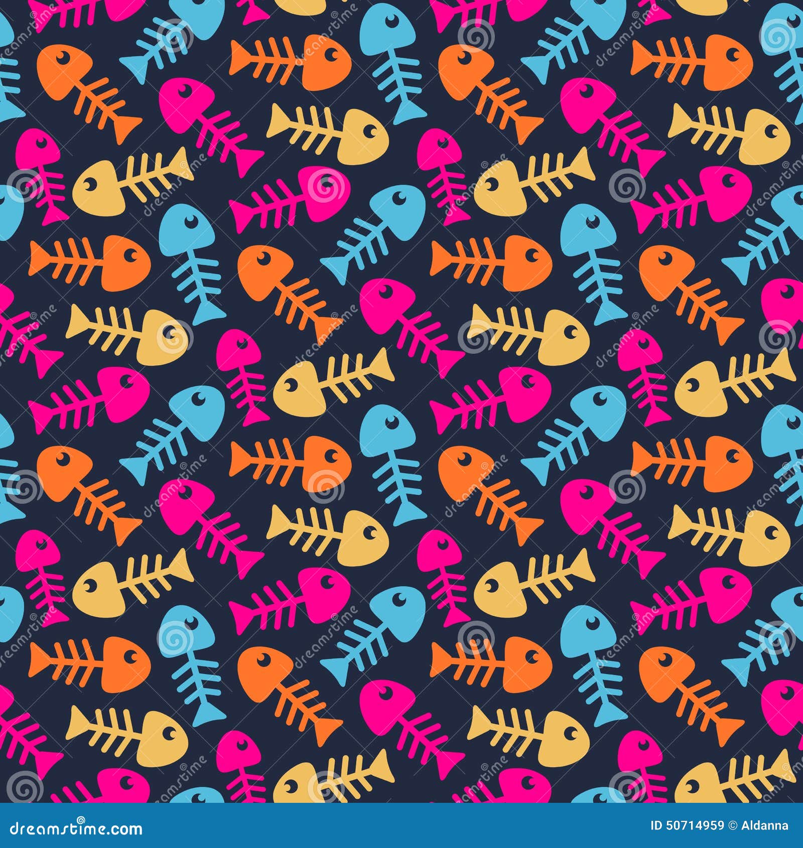 Bright fish bones pattern stock vector. Illustration of abstract - 50714959