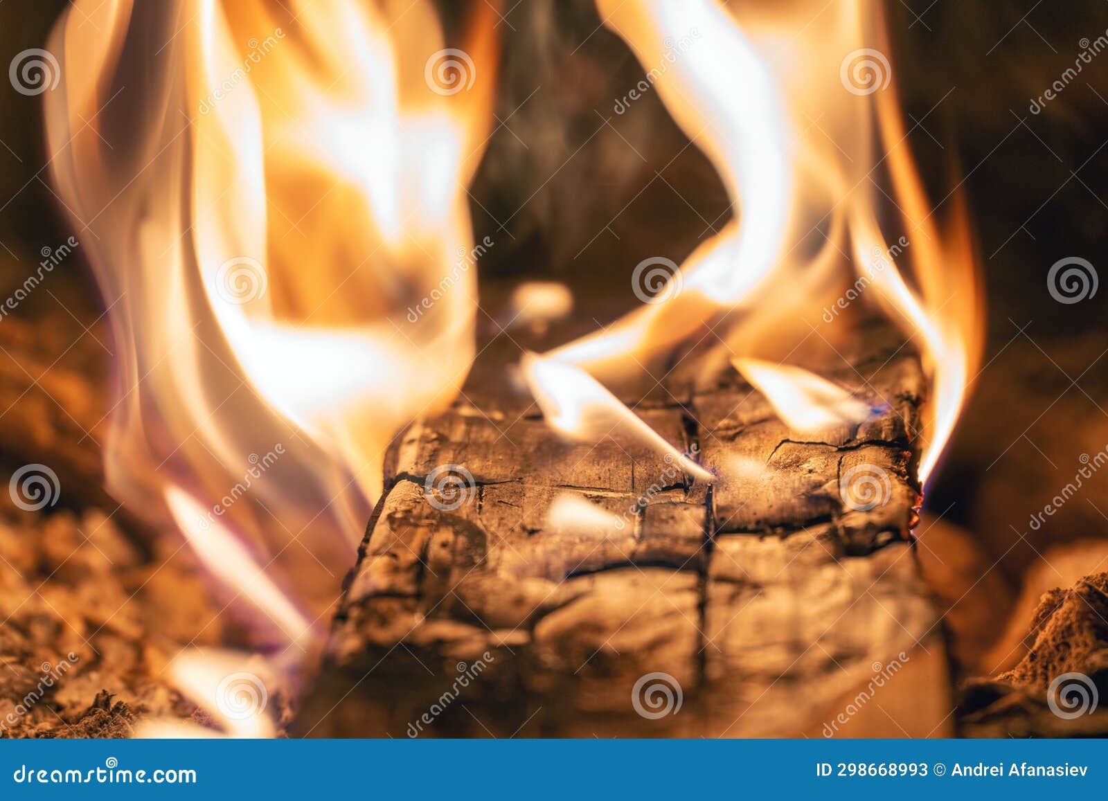 Bright Flame of a Burning Fire in the Dark Stock Image - Image of ...