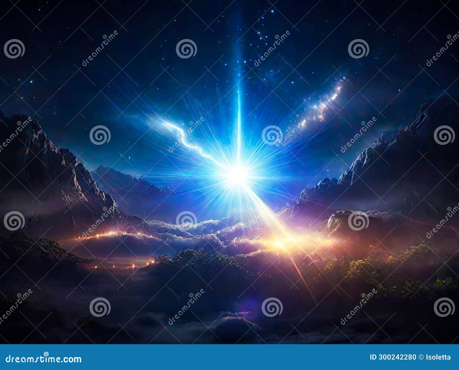 Bright Flare of Light. Magical Flash in the Darkness Stock Illustration ...