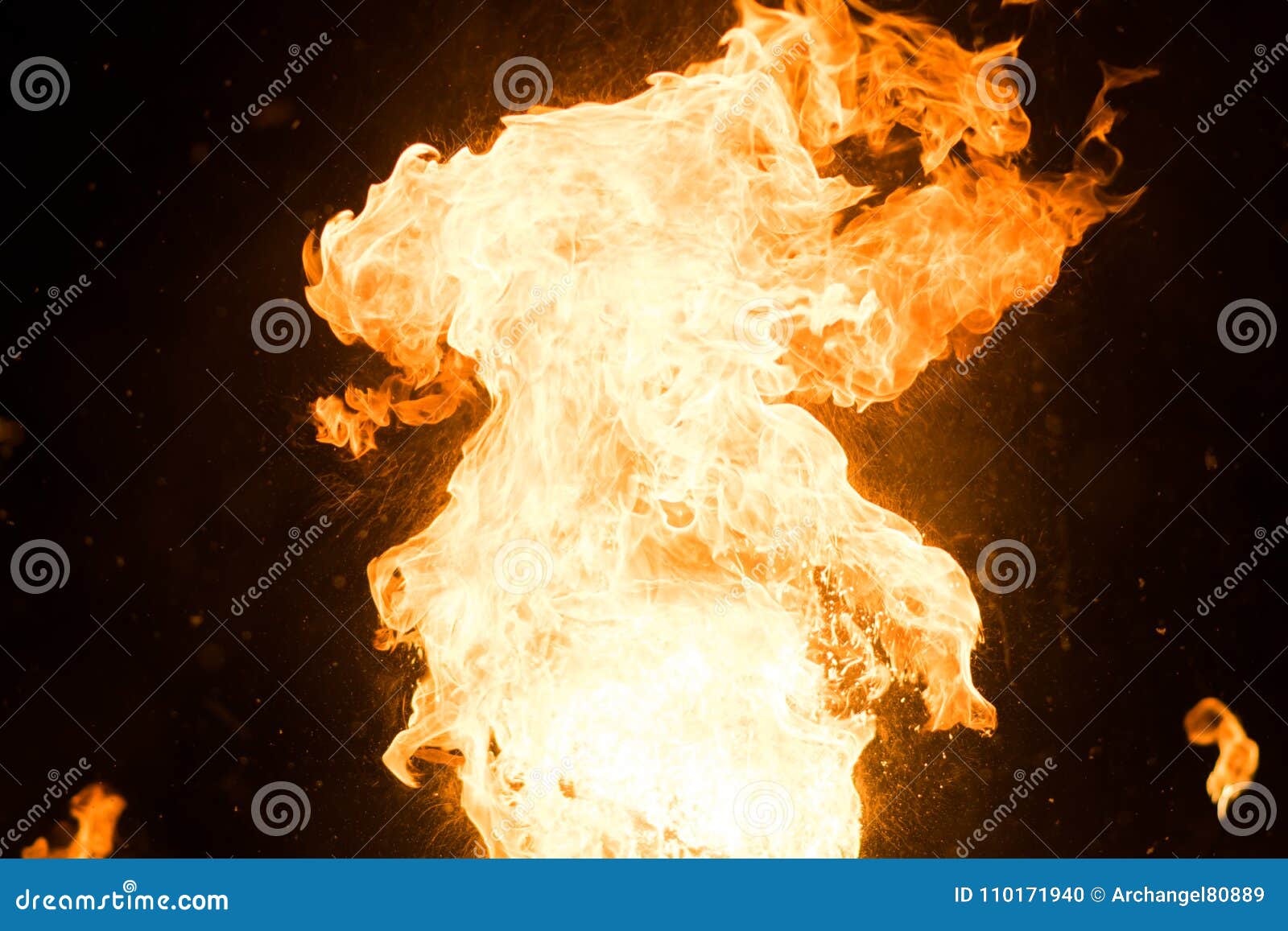 Bright Flash of Fire, Against the Black Sky Stock Photo - Image of ...