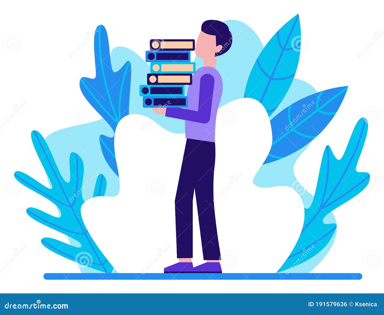 Man Carries Stack of Folders with Documents. Stock Vector ...