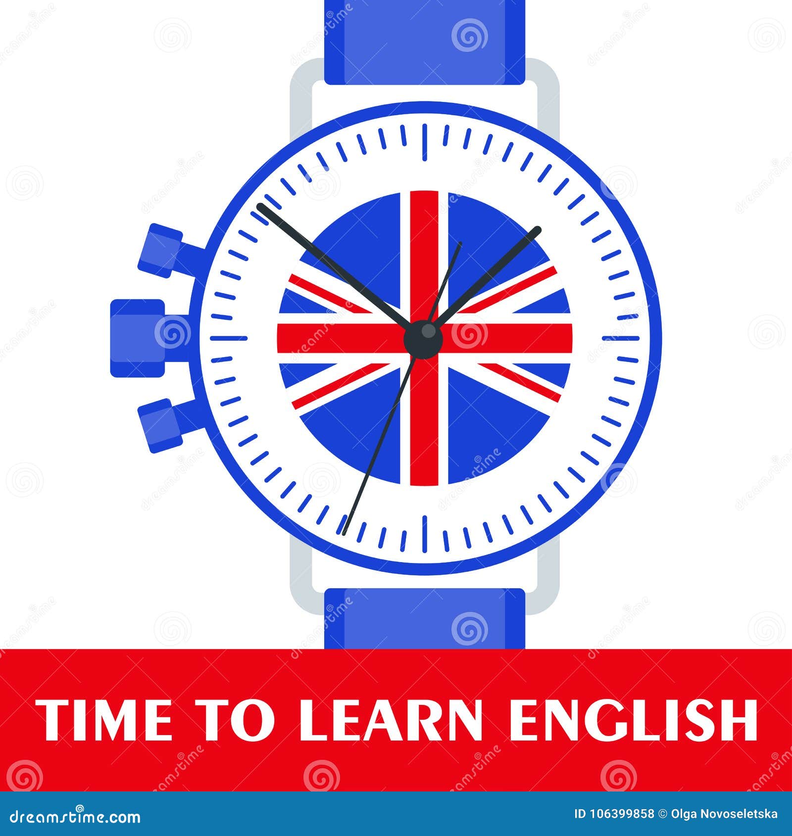 Learn english time stock vector. Illustration of design - 106399858