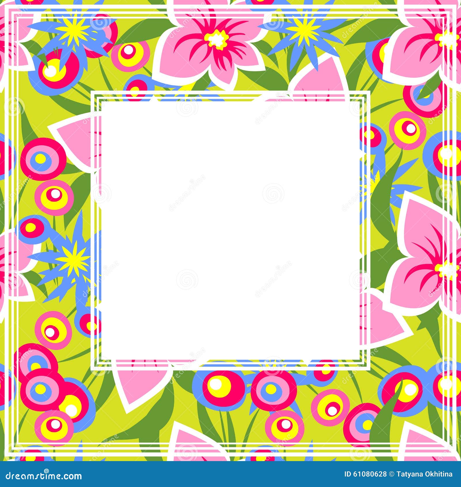 Bright floral border stock vector. Illustration of blue - 61080628
