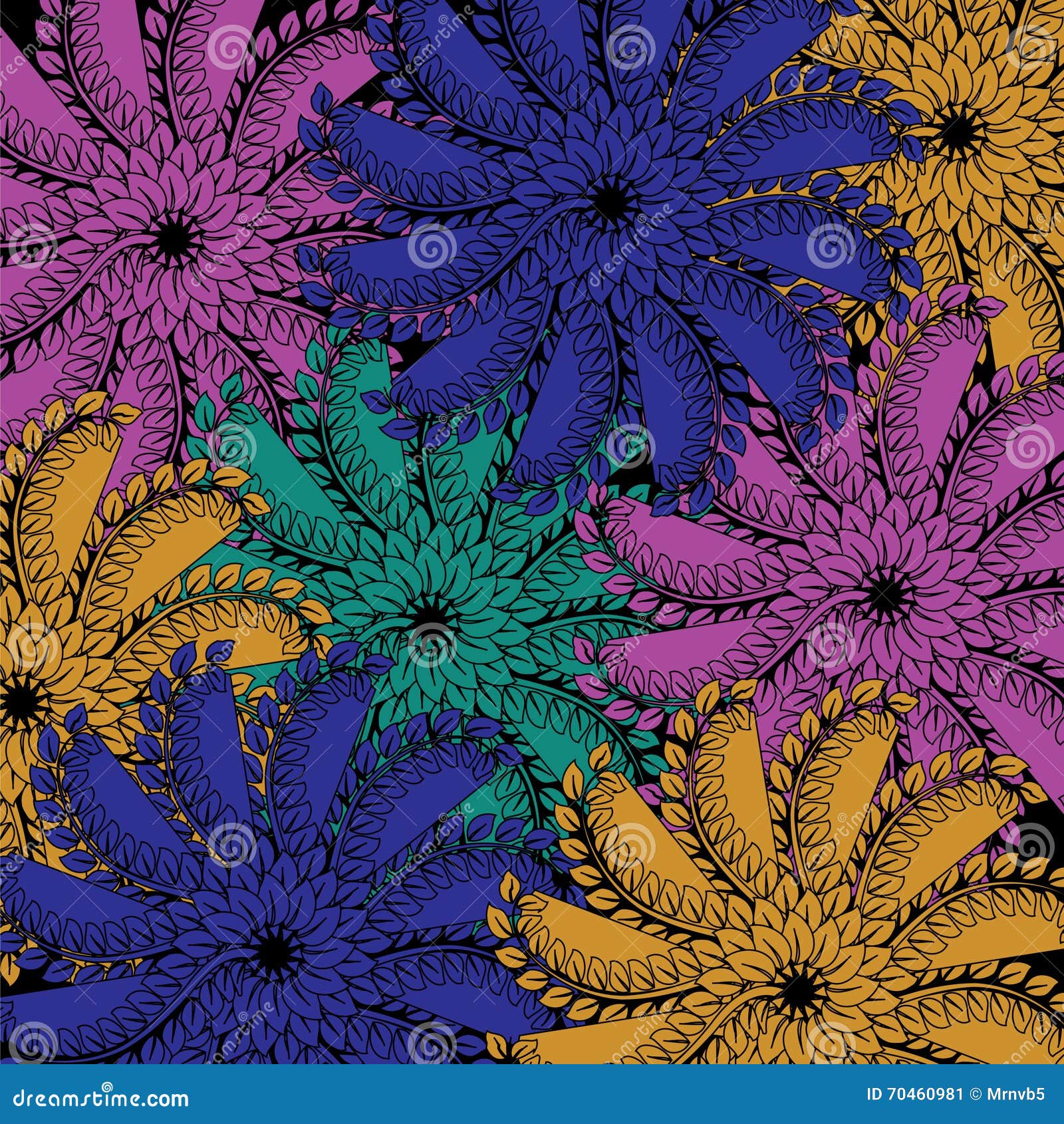 Bright floral pattern. stock vector. Illustration of template - 70460981