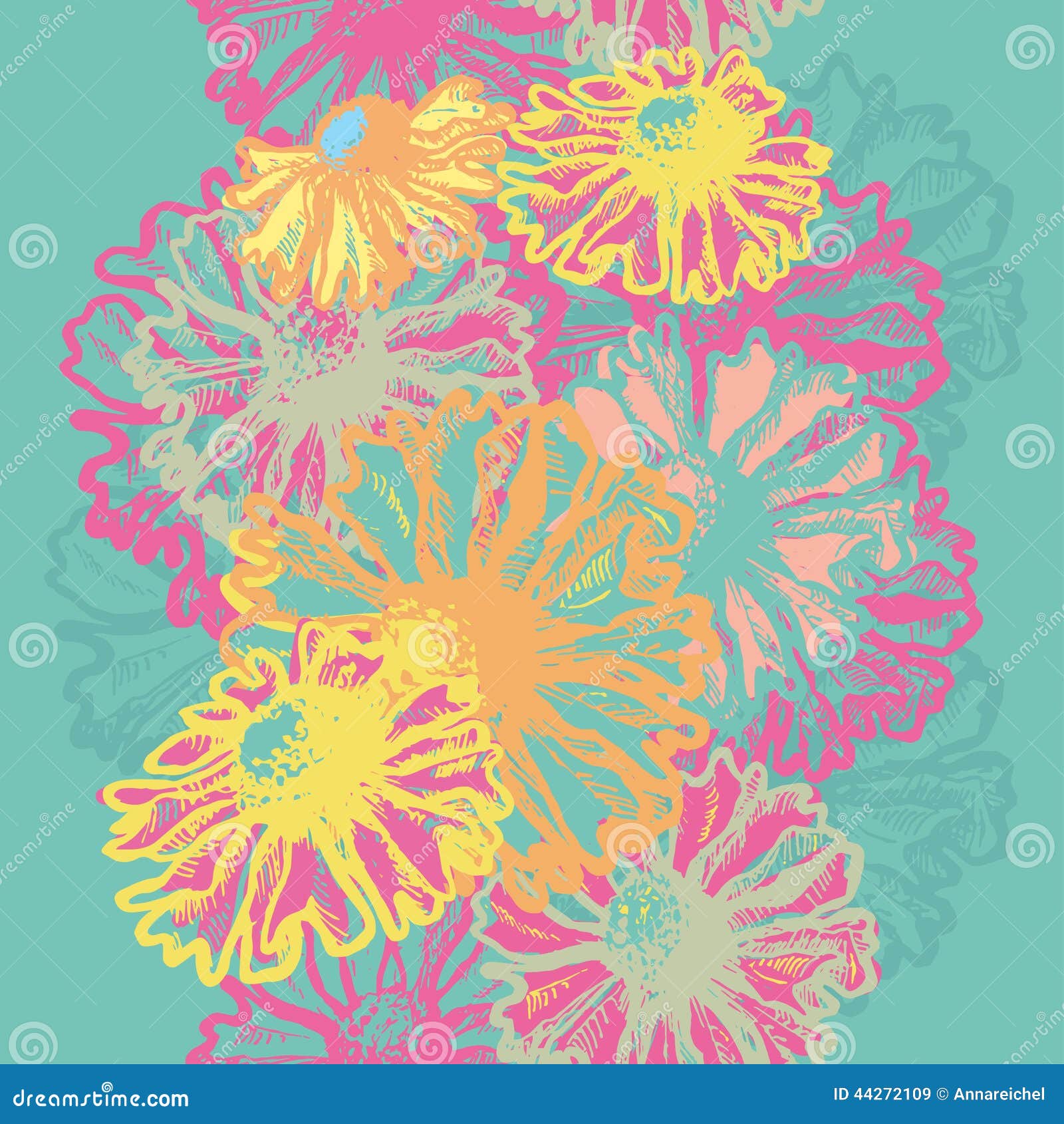 Bright Floral Seamless Border Stock Vector - Illustration of design ...