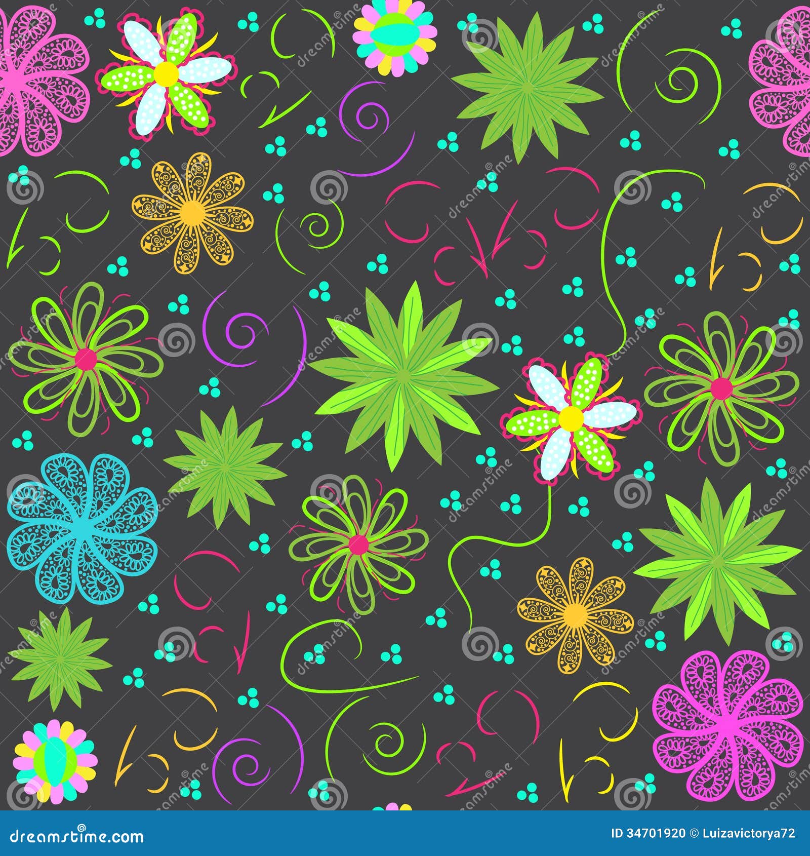 Bright Floral Seamless Pattern, and Seamless Patt Stock Vector ...