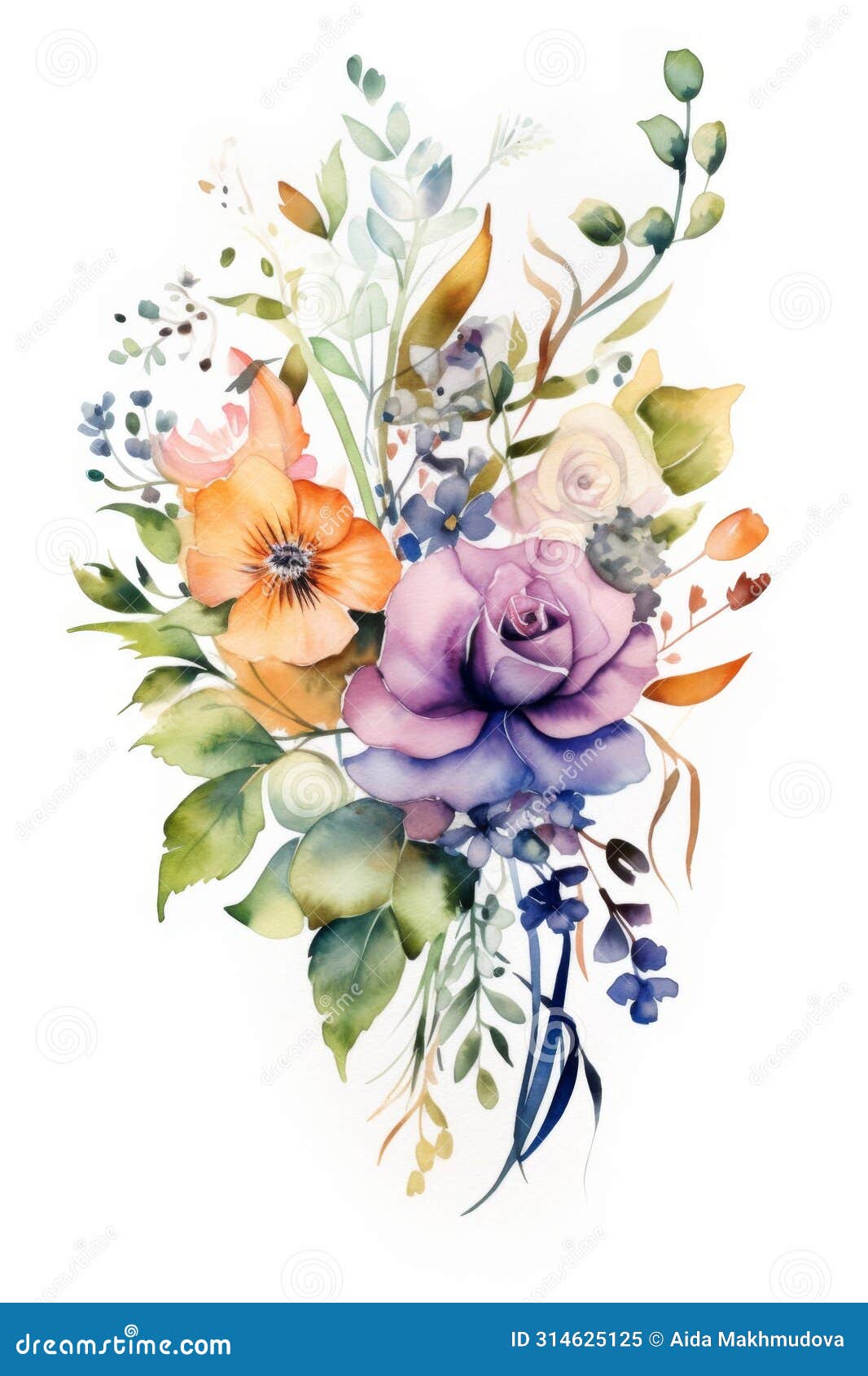 Bright Flowers on White Background Stock Illustration - Illustration of ...