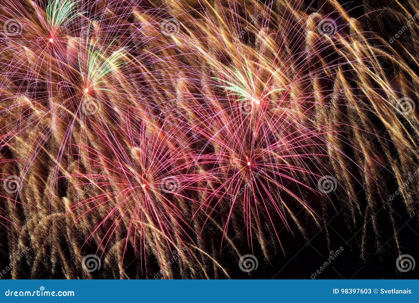 Bright Flowing Stream of Fireworks. Colored Elegant Background for All ...