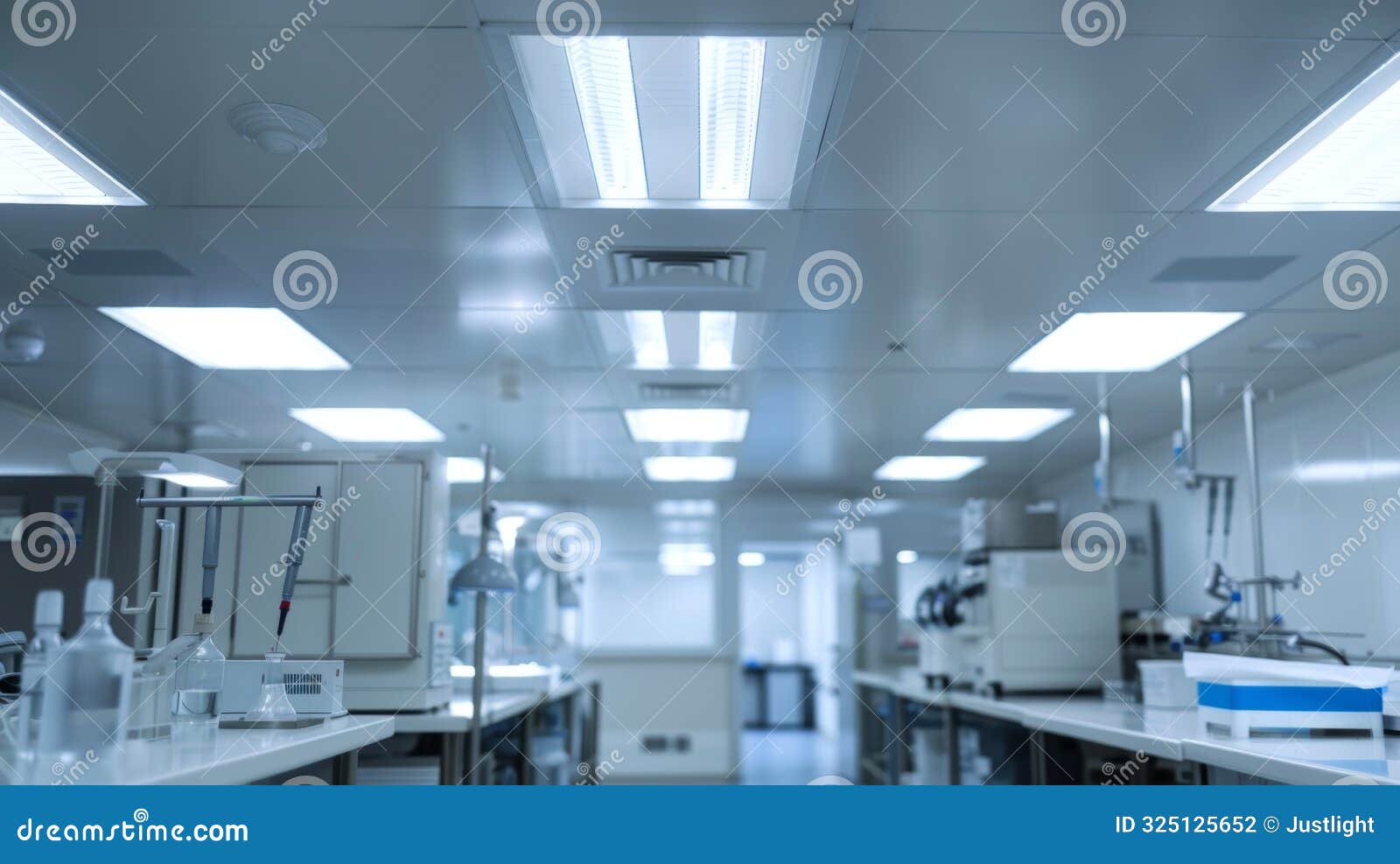 A Bright Fluorescent Ceiling Light Shines Down Onto the Sterile ...