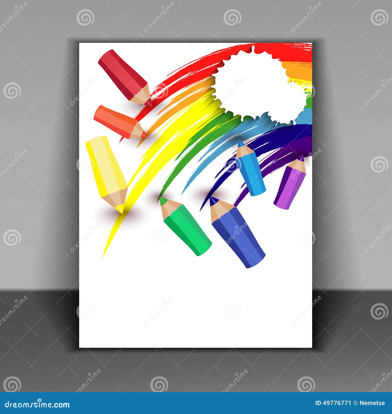 Bright Flyer with Rainbow and Pencils Stock Vector - Illustration of ...