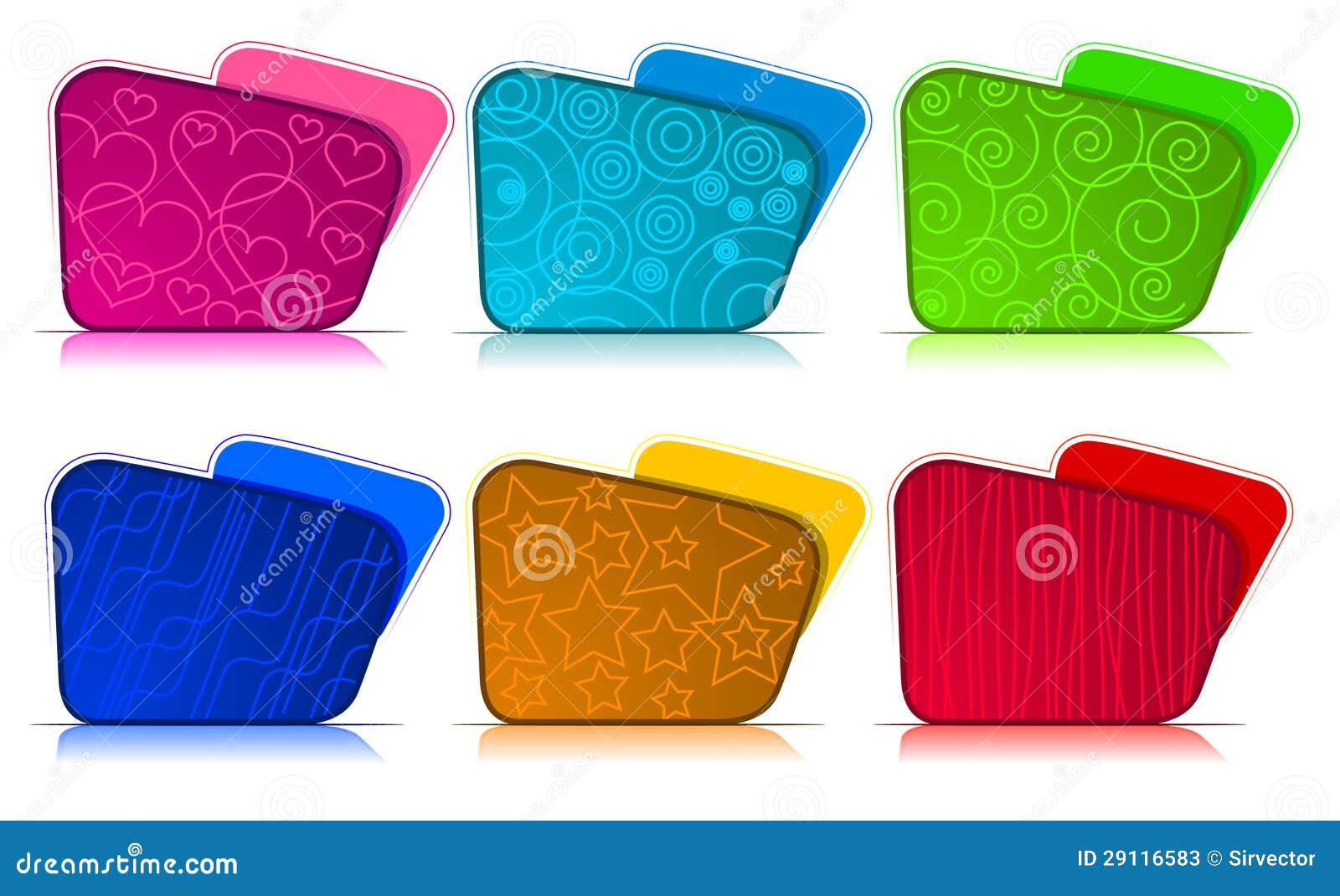 Bright Folders with Different Color and Themes Stock Illustration ...
