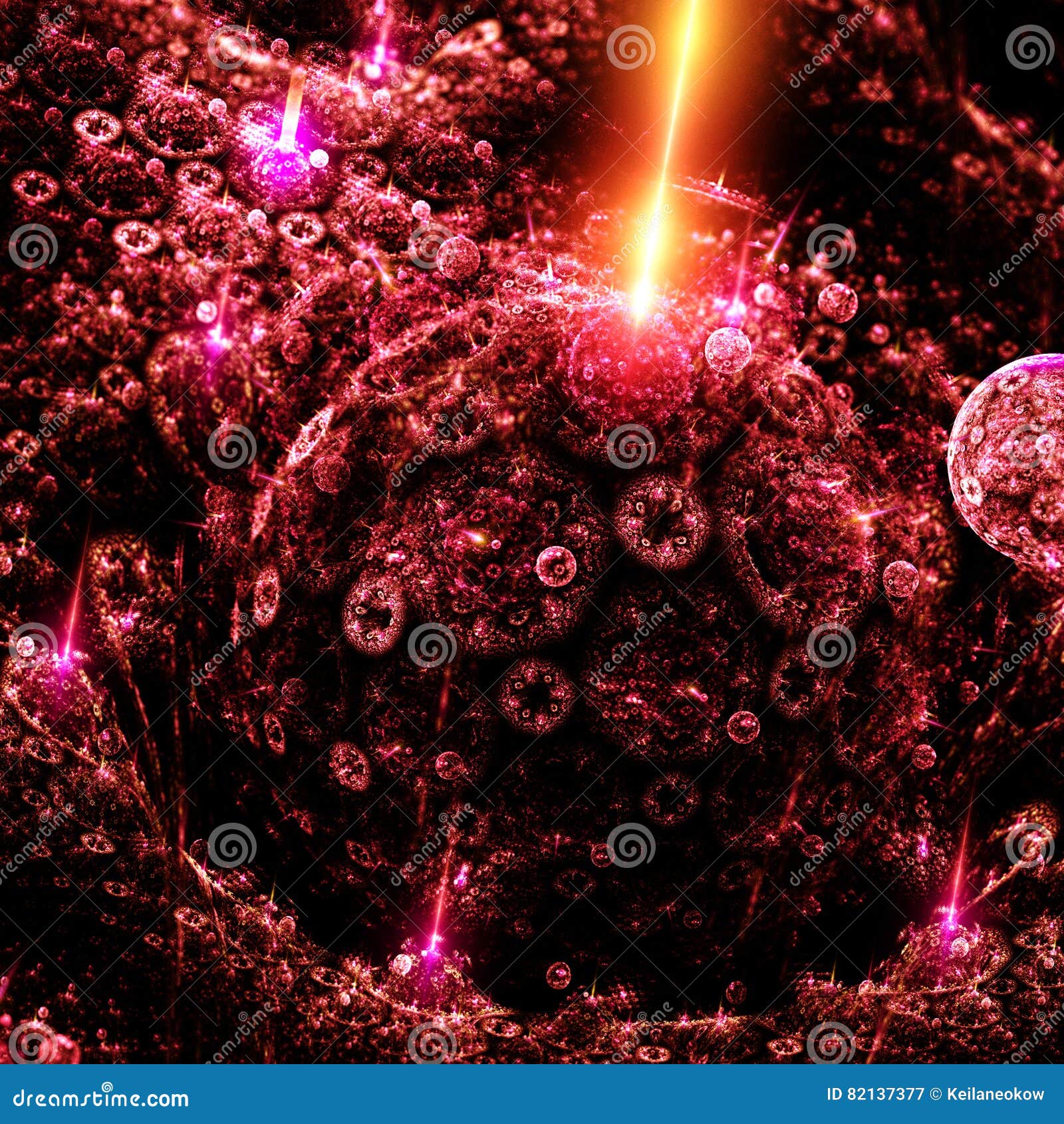 Bright Fractal Meteorite, Digital Artwork Stock Illustration ...
