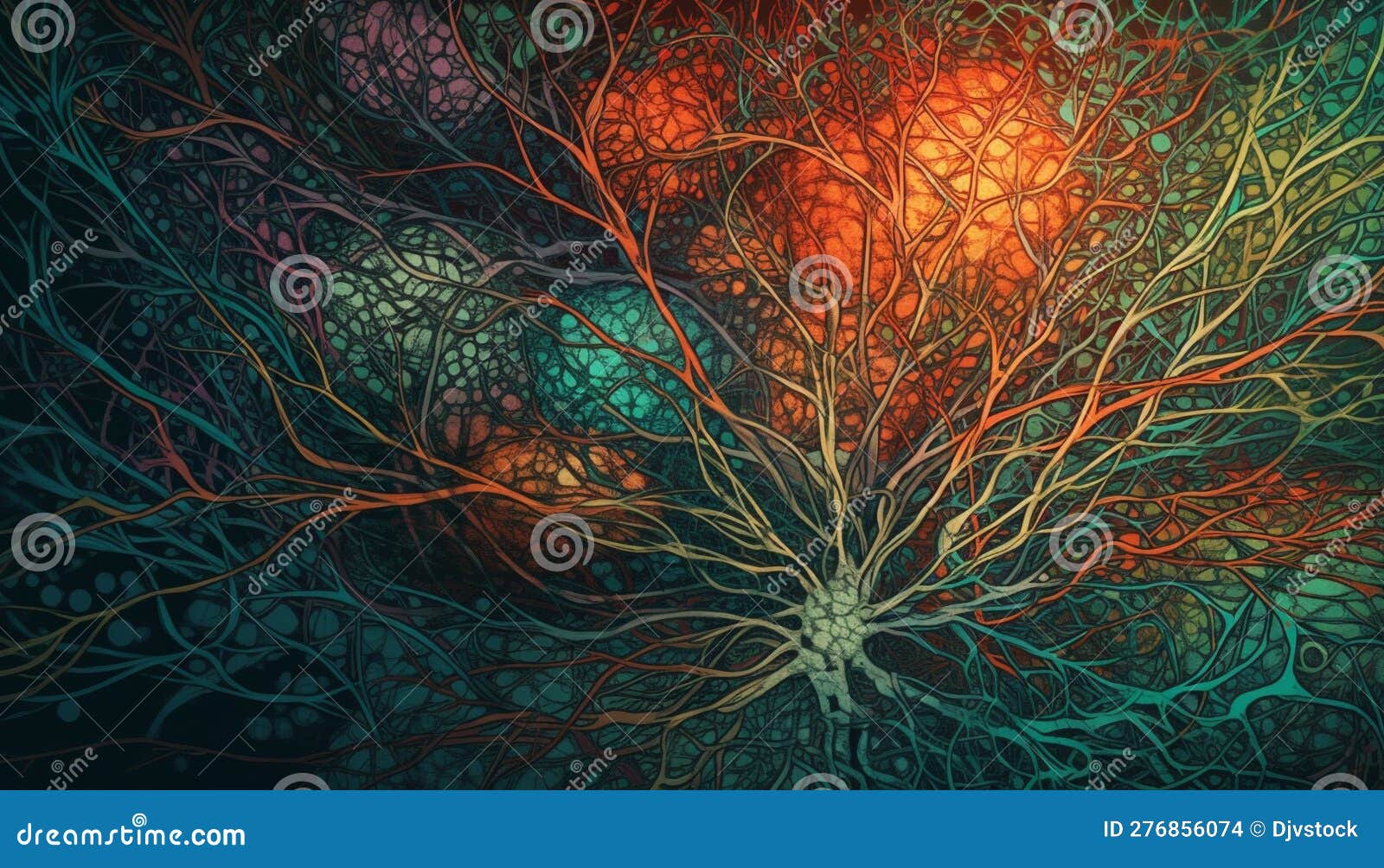 Bright Fractal Pattern Glows in Animal Brain Generated by AI Stock ...