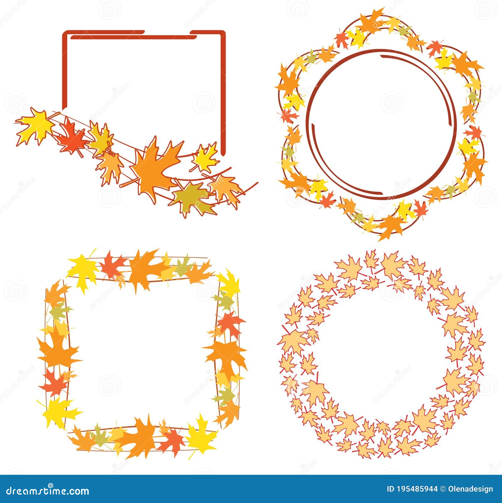 Bright Frames with Leaves for Autumn Events - Vector Set Stock Vector ...