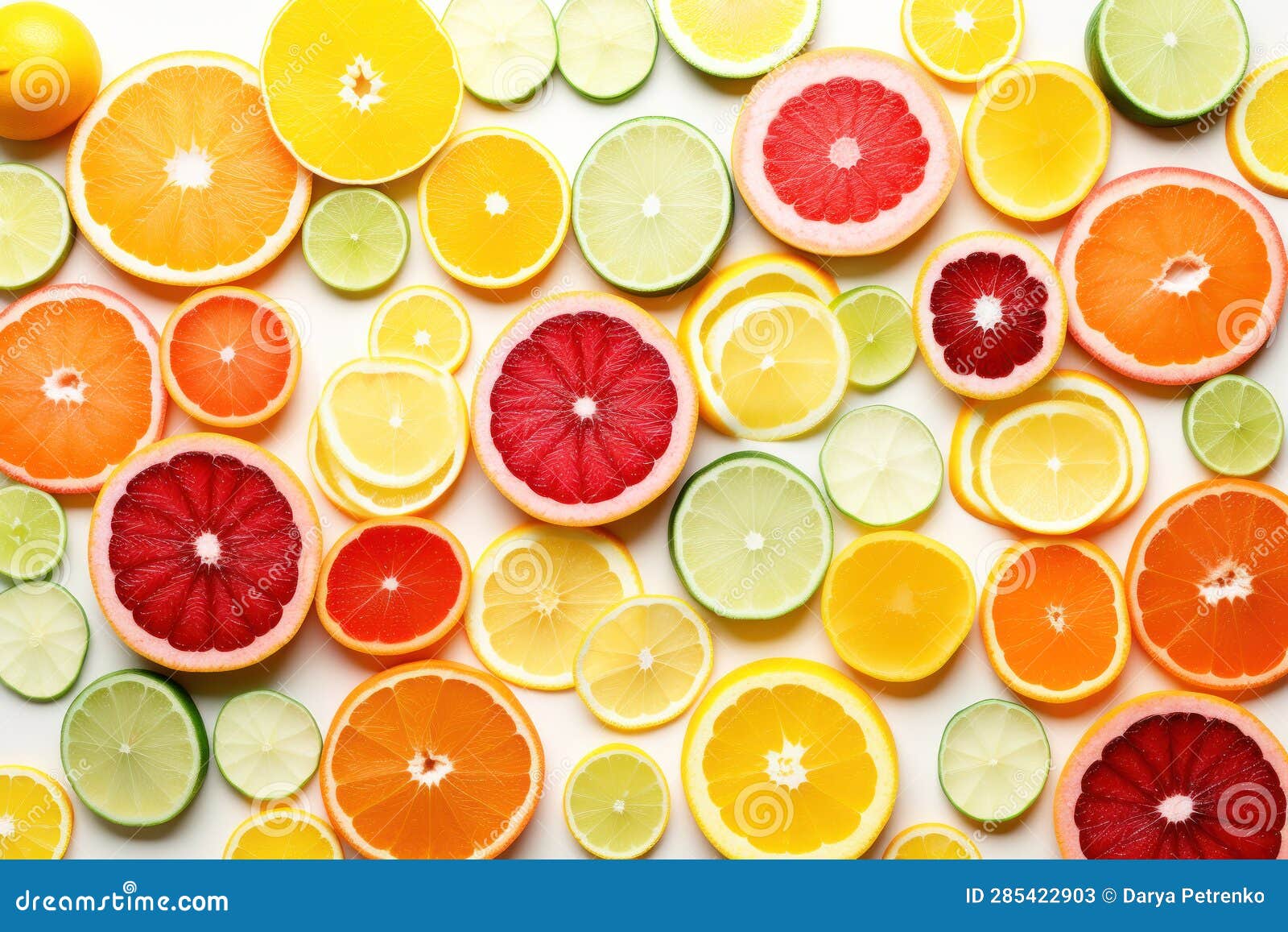 Bright Fresh Pattern of Different Types of Citrus Pieces Stock ...