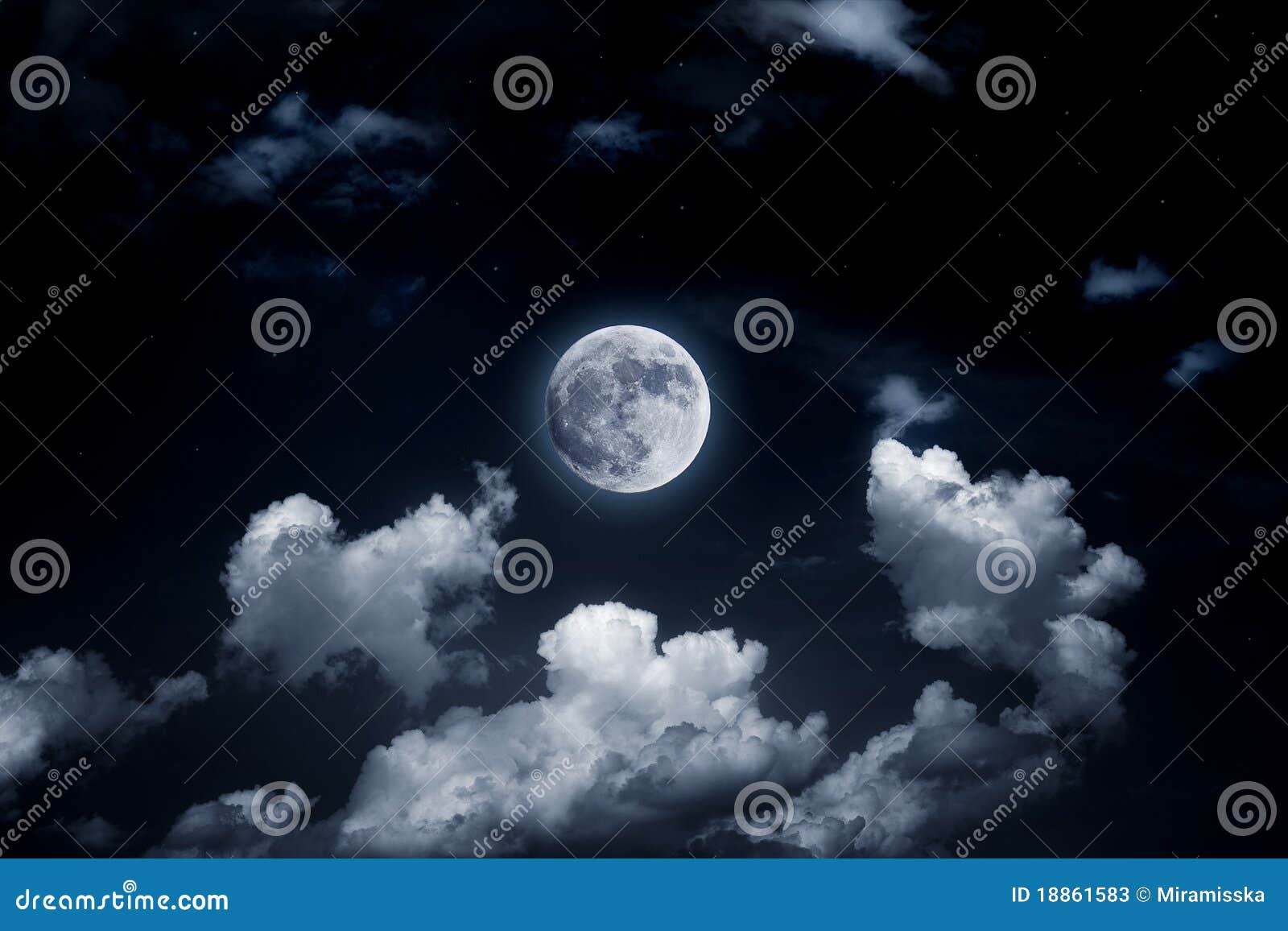 Bright Full Moon in the Starry Sky Stock Image - Image of galaxy ...