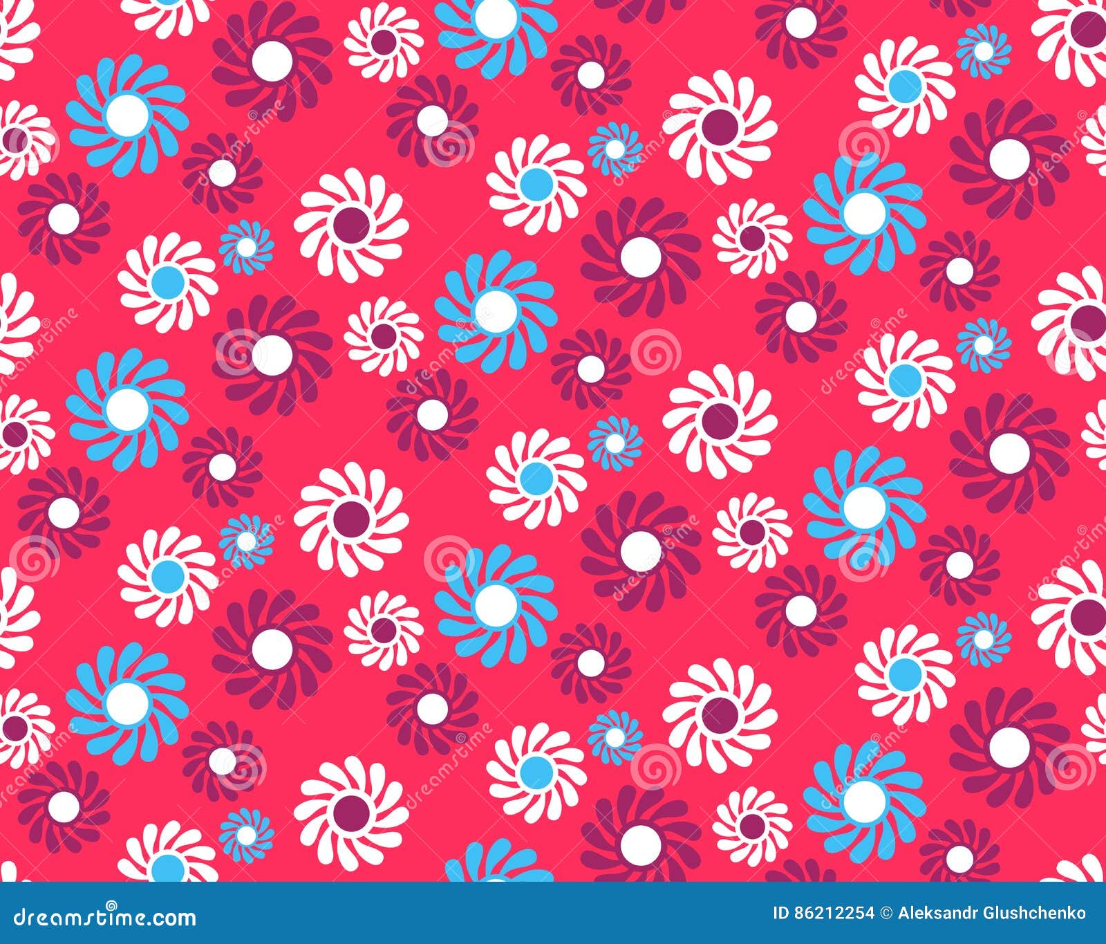 Bright Fun Abstract Seamless Pattern with Flowers Isolated on Vi Stock ...