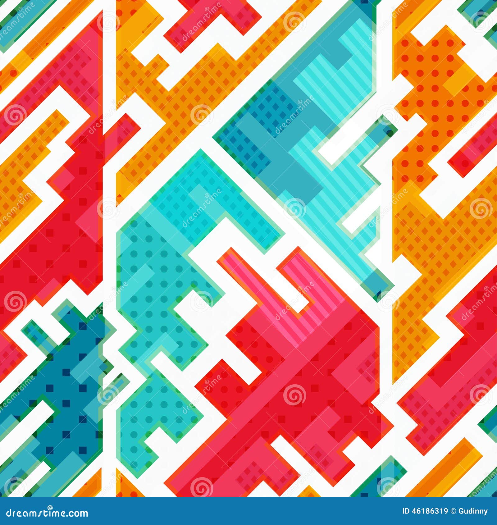 Bright Funky Seamless Pattern Stock Vector - Illustration of light ...