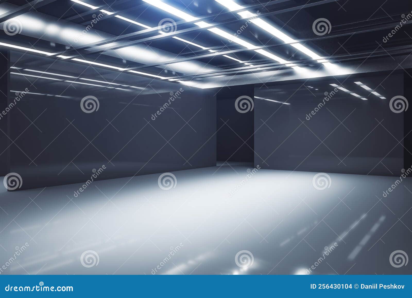 Bright Futuristic Gallery Interior with Mock Up Place. Stock ...