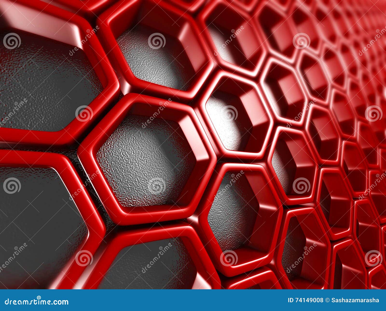 Bright Futuristic Red Hexagon Pattern Background Stock Illustration ...