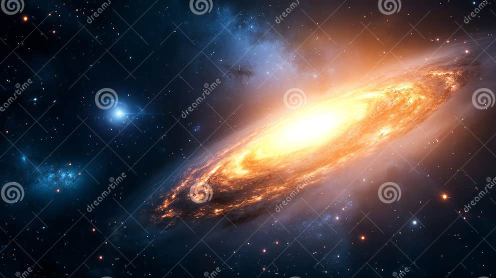 Bright Galactic Core in Deep Space with Stars Stock Illustration ...